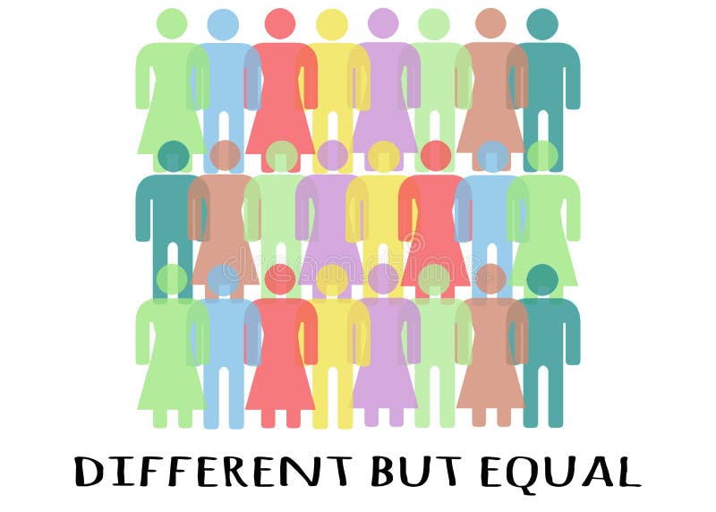 Different but equal 4 stock illustration. Illustration of feminism ...
