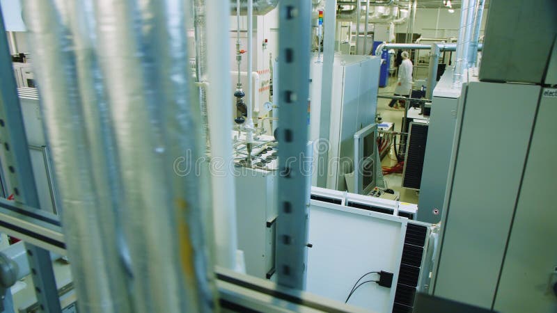 Different Equipment Operating in Solar Panel Plant Workshop Stock Video ...