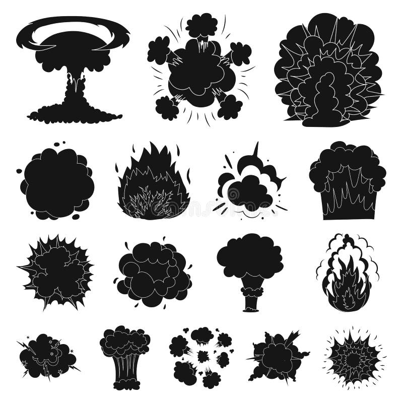 Different Explosions Black Icons in Set Collection for Design.Flash and ...