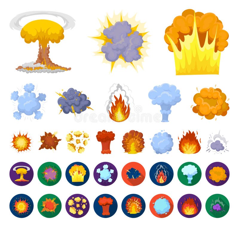 Different Explosions Cartoon,flat Icons in Set Collection for Design ...