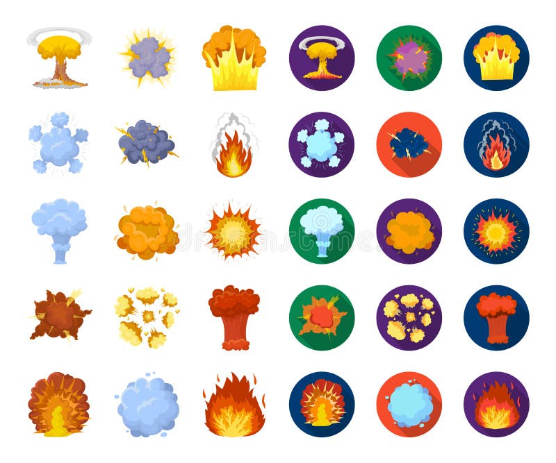 Different Explosions Cartoon,flat Icons in Set Collection for Design ...