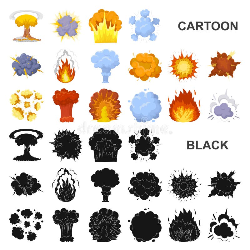Different Explosions Cartoon Icons in Set Collection for Design.Flash ...
