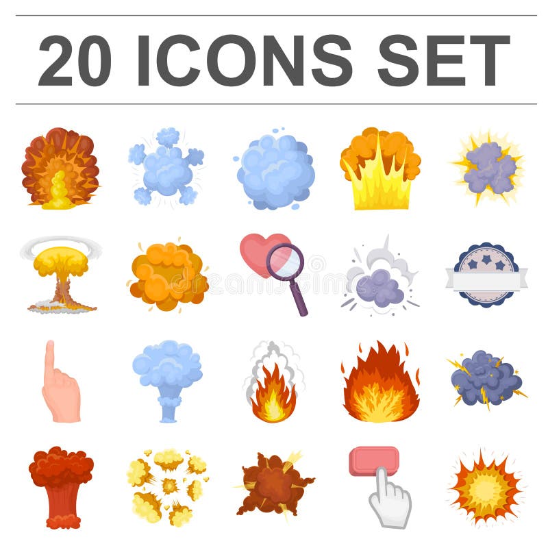 Different Explosions Cartoon Icons in Set Collection for Design.Flash ...