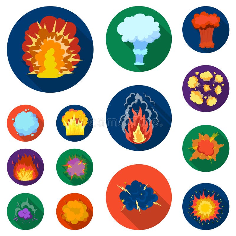 Different Explosions Flat Icons in Set Collection for Design.Flash and ...
