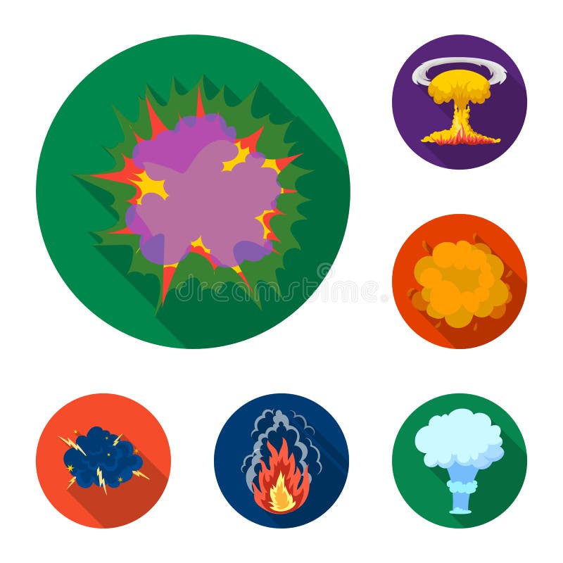 Different Explosions Flat Icons in Set Collection for Design.Flash and ...