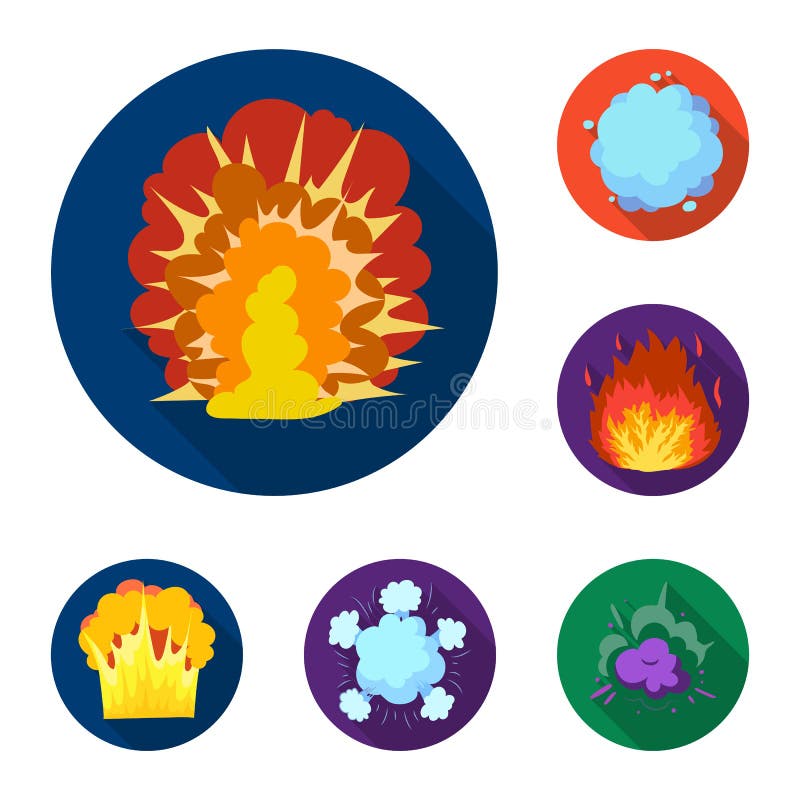 Different Explosions Flat Icons in Set Collection for Design.Flash and ...