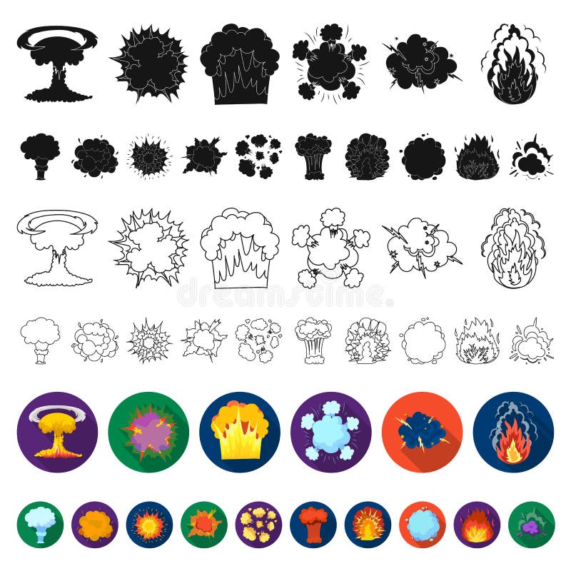 Different Explosions Flat Icons in Set Collection for Design.Flash and ...