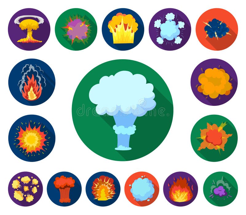 Different Explosions Flat Icons in Set Collection for Design.Flash and ...