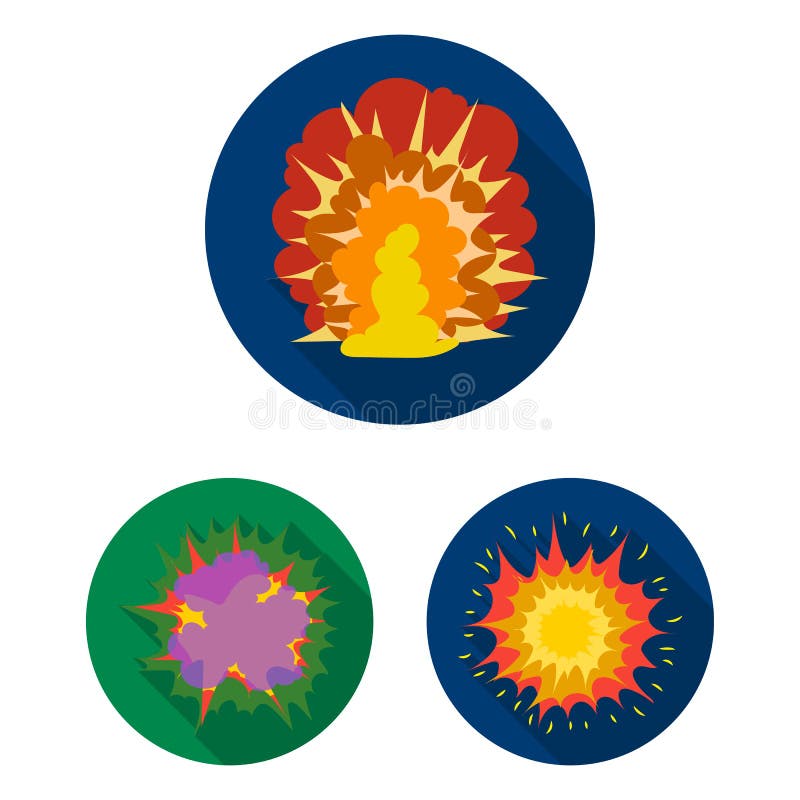 Different Explosions Flat Icons in Set Collection for Design.Flash and ...