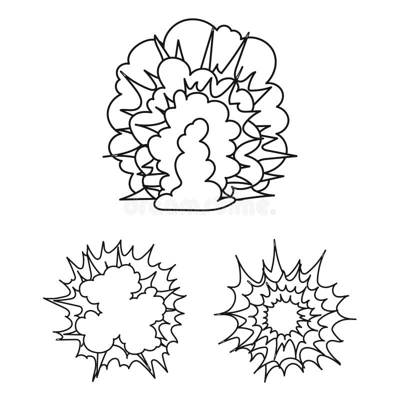 Different Explosions Outline Icons in Set Collection for Design.Flash ...