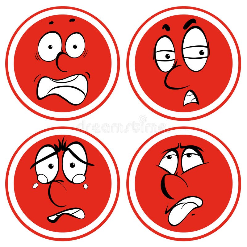 Different Expression on Red Circle Stock Vector - Illustration of eyes ...