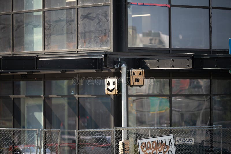 Crosswalk Signs with Faces during Construction at a Seattle ...