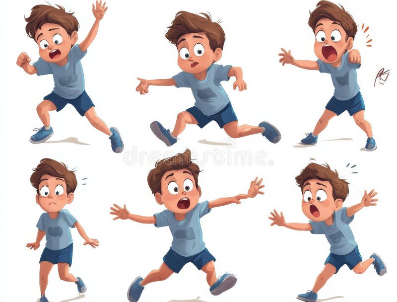 Different Expressions of a Funny and Cute Little Boy Stock Illustration ...