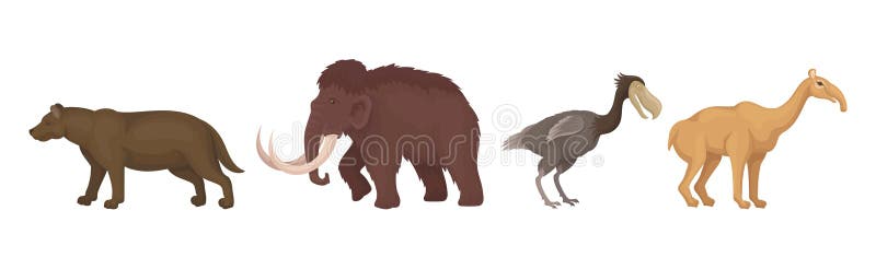 Different Extinct Prehistoric Animals and Beast Vector Set Stock Vector ...