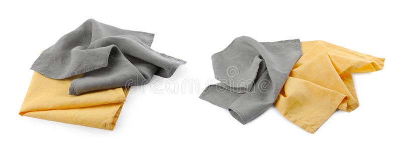 Different Fabric Napkins on White Background, Collage. Banner Design ...