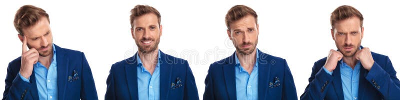 4 Different Faces of an Elegant Young Man Stock Photo - Image of blonde ...