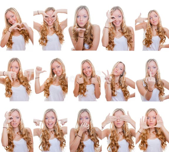 Different Facial Expressions Stock Photo - Image of multiple, female ...