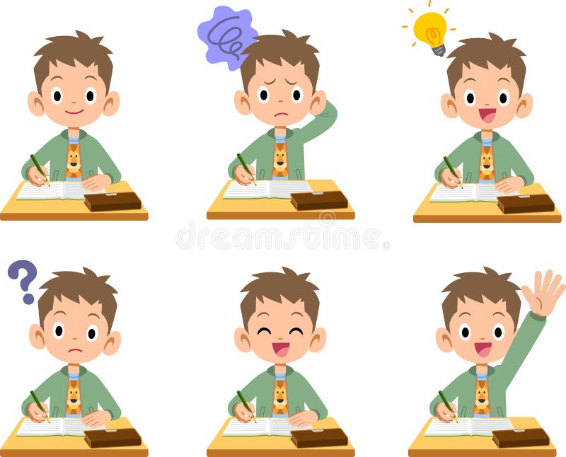 6 Different Facial Expressions and Gestures for Boys Taking Classes ...