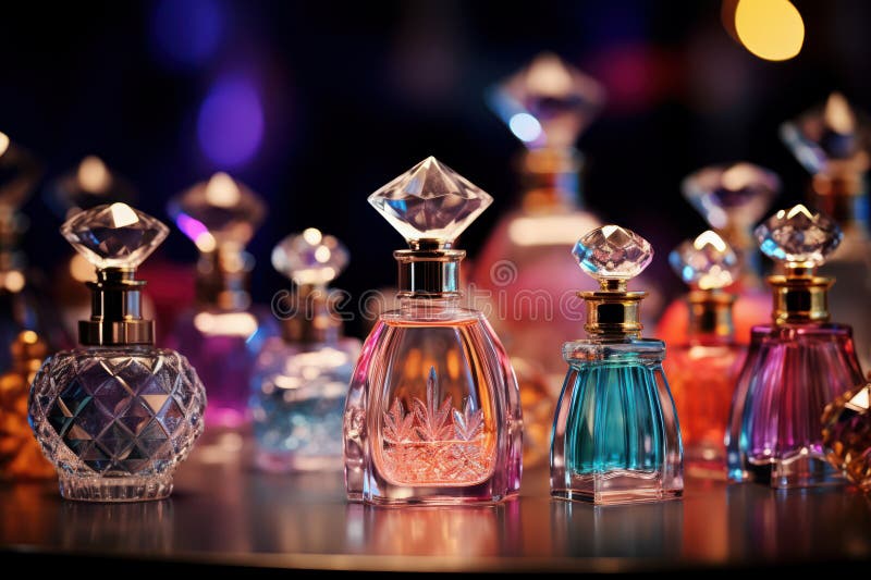 Different Fancy Glass Perfume Bottles, Generative AI Stock Illustration ...