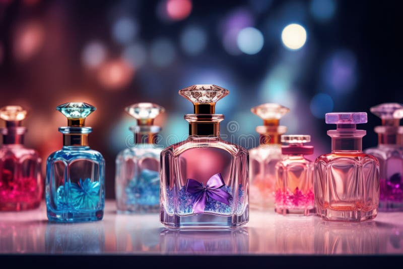 Different Fancy Glass Perfume Bottles, Generative AI Stock Illustration ...