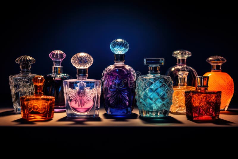 Different Fancy Glass Perfume Bottles, Generative AI Stock Illustration ...