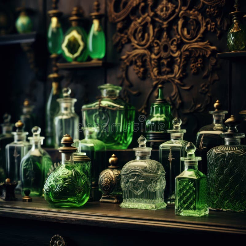 Different Fancy Glass Perfume Bottles, Generative AI Stock Illustration ...