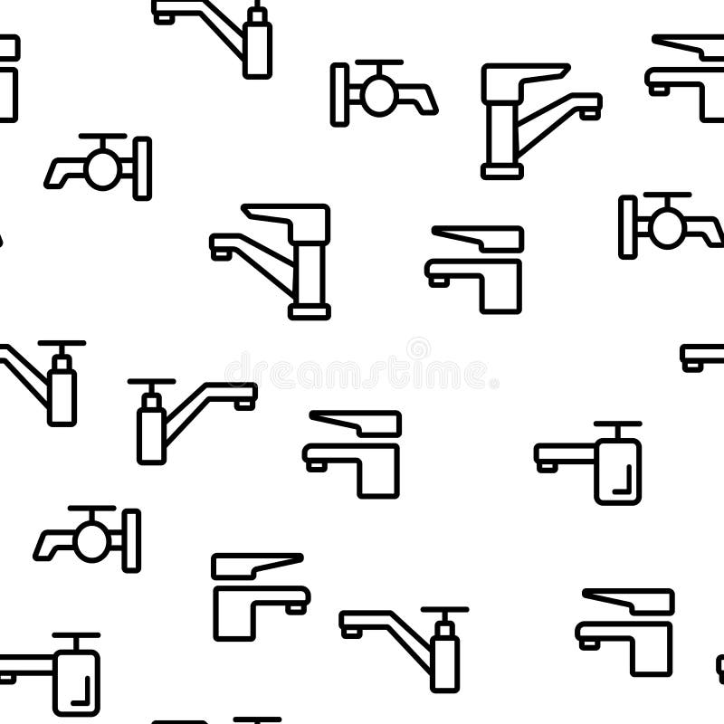 Different Faucet Seamless Pattern Vector Stock Vector - Illustration of ...