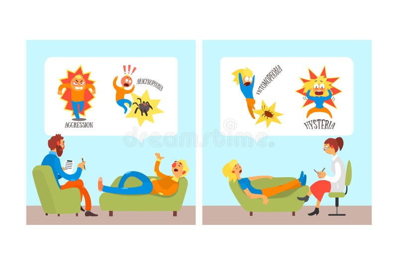 Different Fears and Phobia with Comic Man and Woman Afraid of Various ... Different Fears and Phobia with Comic Man and Woman Afraid of Various ...