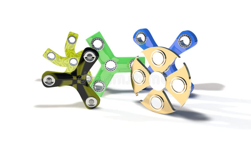 Different Fidget Spinners of Background, 3d Render Stock Illustration ...