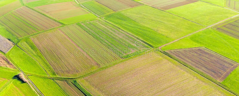 Fields in a Farming Landscape from Above Panorama Stock Photo - Image ...