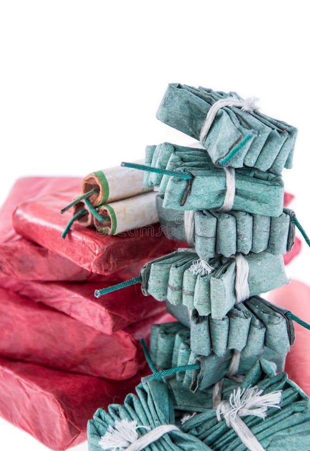 Different Firecrackers on White Stock Photo - Image of bang, fireworks ...