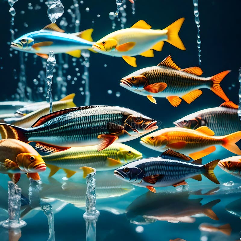 Different Fish Swimming Together - Ai Generated Image Stock ...