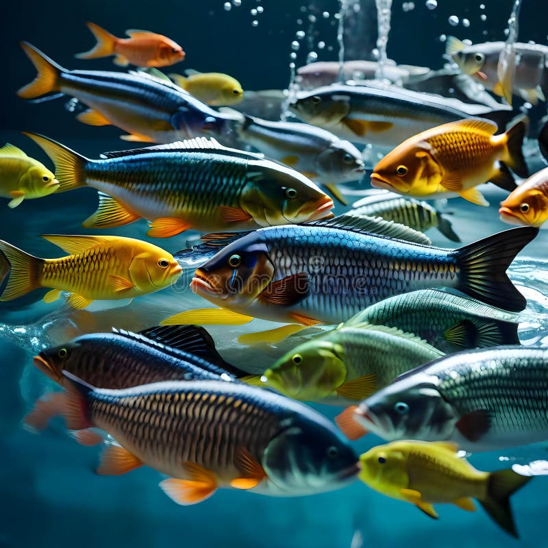 Different Fish Swimming Together - Ai Generated Image Stock ...