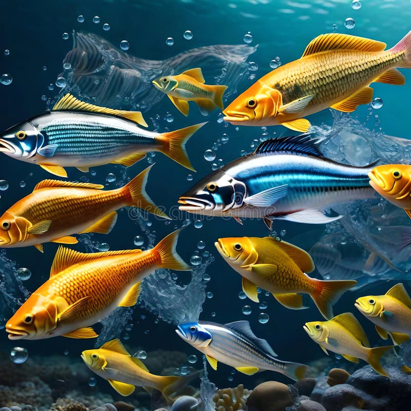 Different Fish Swimming Together - Ai Generated Image Stock ...