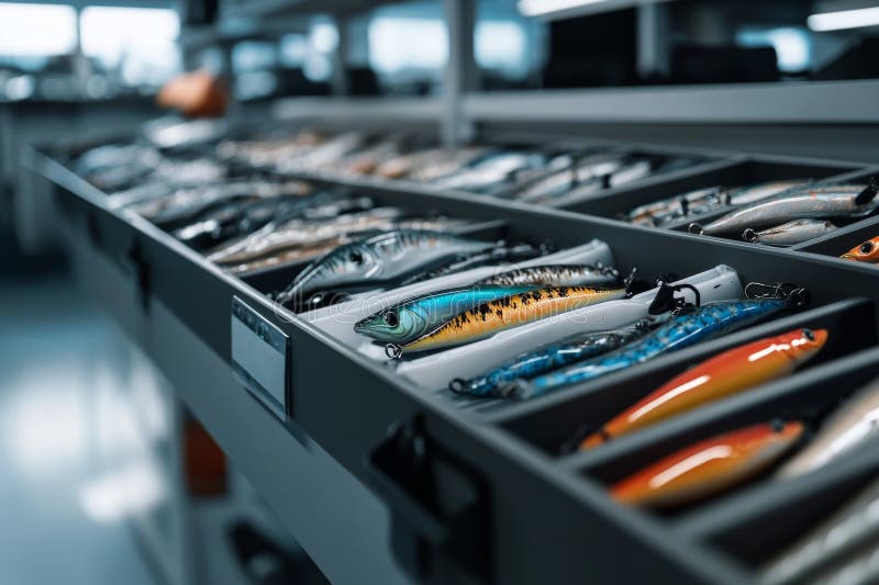 Different Fishing Lures and Equipment in Fishing Shop Stock ...