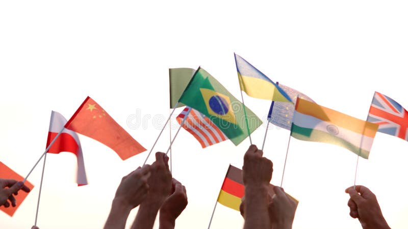 Different Flags in Human Hands. Stock Video - Video of german, asia ...