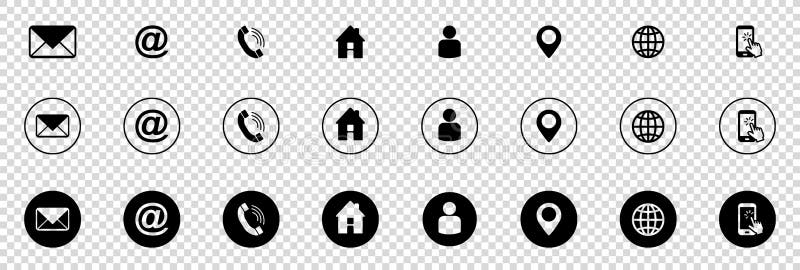 Different Flat Contact Buttons - Vector Illustrations Set Isolated on ...