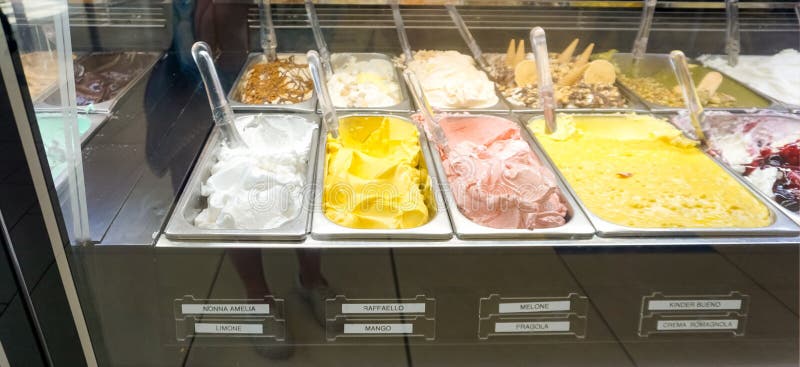 Different Flavors of Italian Ice Cream at Italy Stock Image - Image of ...