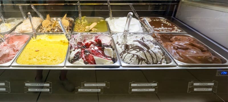 Different Flavors of Italian Ice Cream at Italy Stock Image - Image of ...