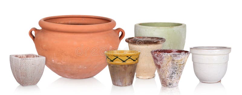 Different Flowerpots, Isolated Stock Image - Image of brown, clay: 41994223