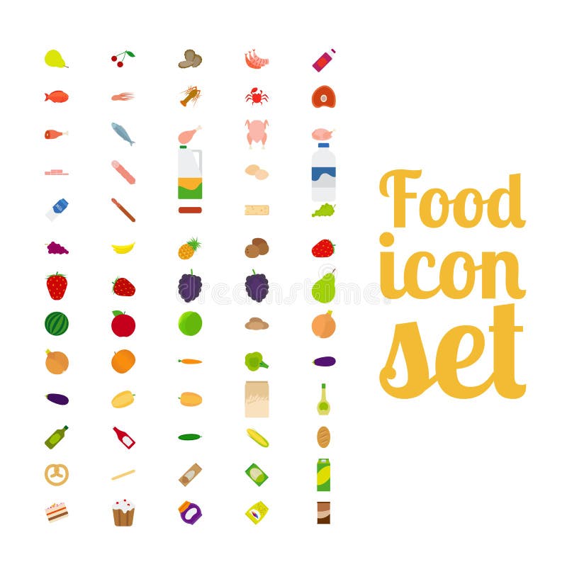 Different food icon set stock vector. Illustration of drawing - 75660251