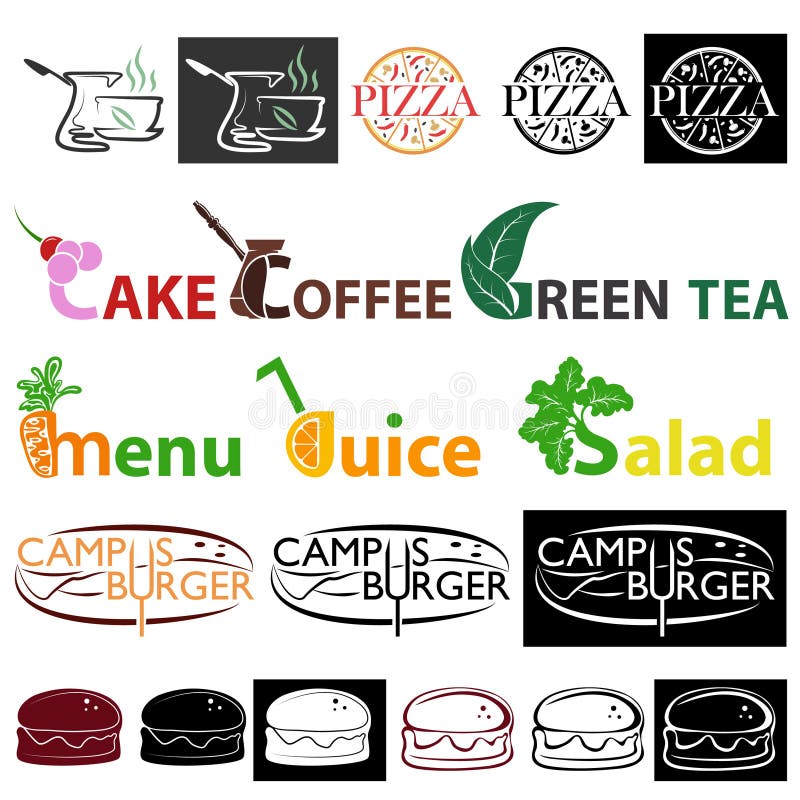 Different_food_logo stock vector. Illustration of cake - 93185603