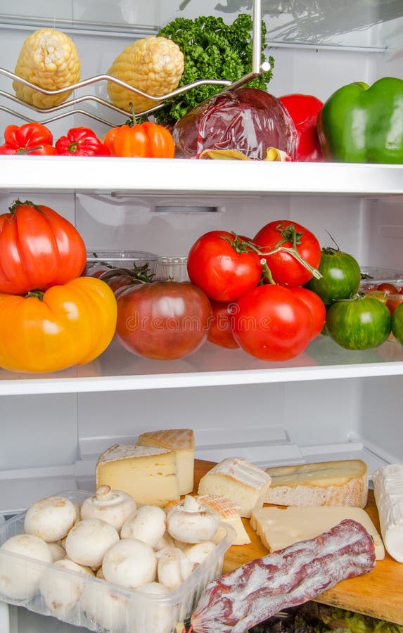 Different Food Products Inside a Refrigerator Stock Image - Image of ...