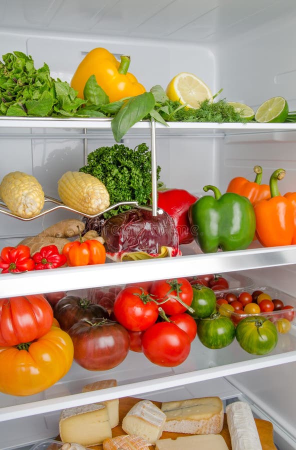 Different Food Products Inside a Refrigerator Stock Image - Image of ...