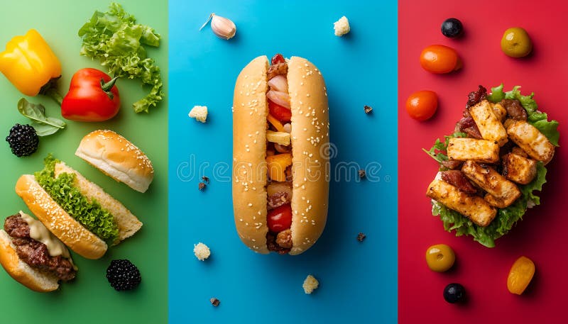 3 Different Foods Photographed in Same Angle Stock Photo - Image of ...