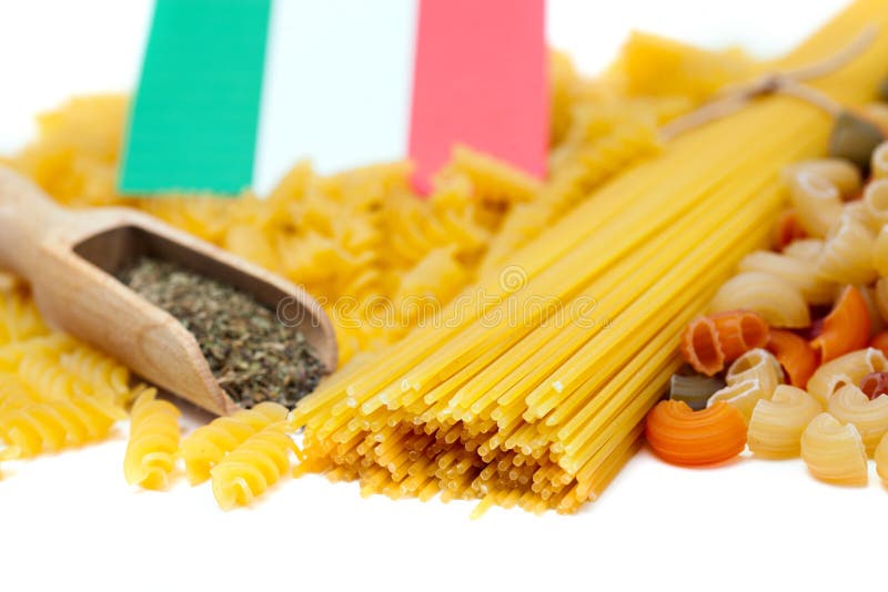 Different Forms of Pasta and Italian Flag Stock Image - Image of ...