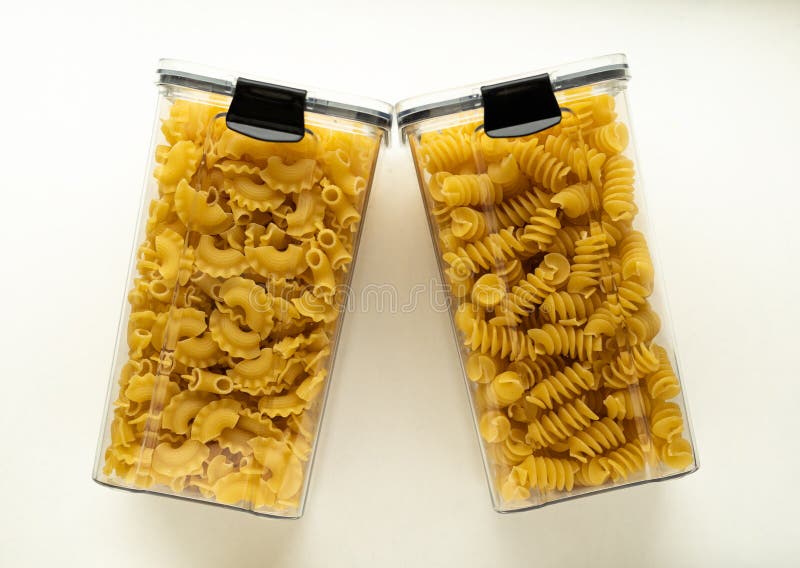 Different Forms of Paste in Transparent Containers Stock Photo - Image ...