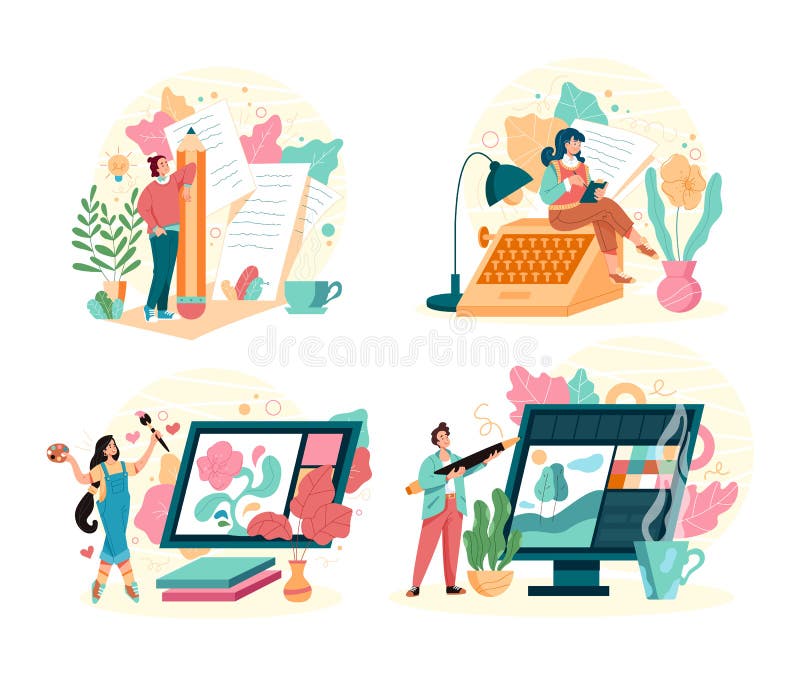 Different Freelance Profession Concept Isolated Set Stock Vector ...