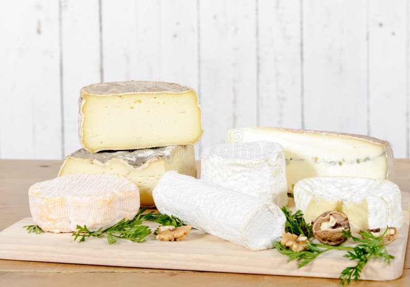 French Cheeses Plate in Assortment, Blue Cheese, Brie, Munster, Stock ...