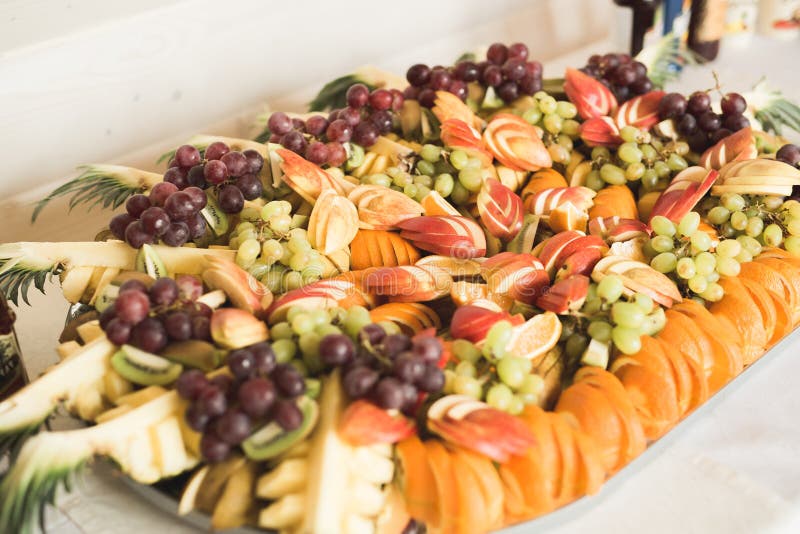Different Fresh Fruits on Wedding Buffet Table Stock Image - Image of ...